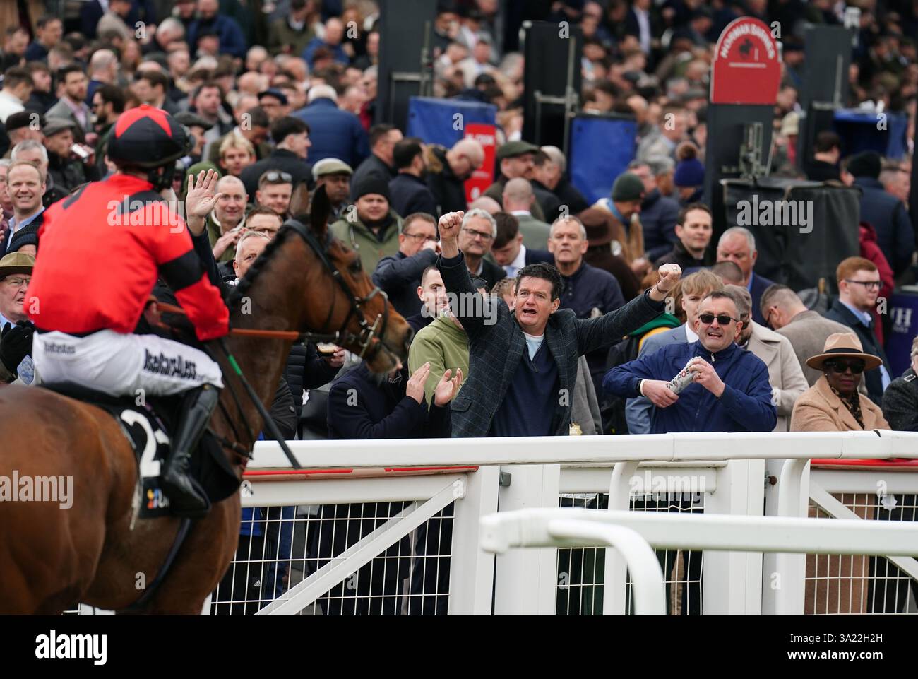 Racegoers react as Patrick Wadge aboard Myretown won the Ultima ...