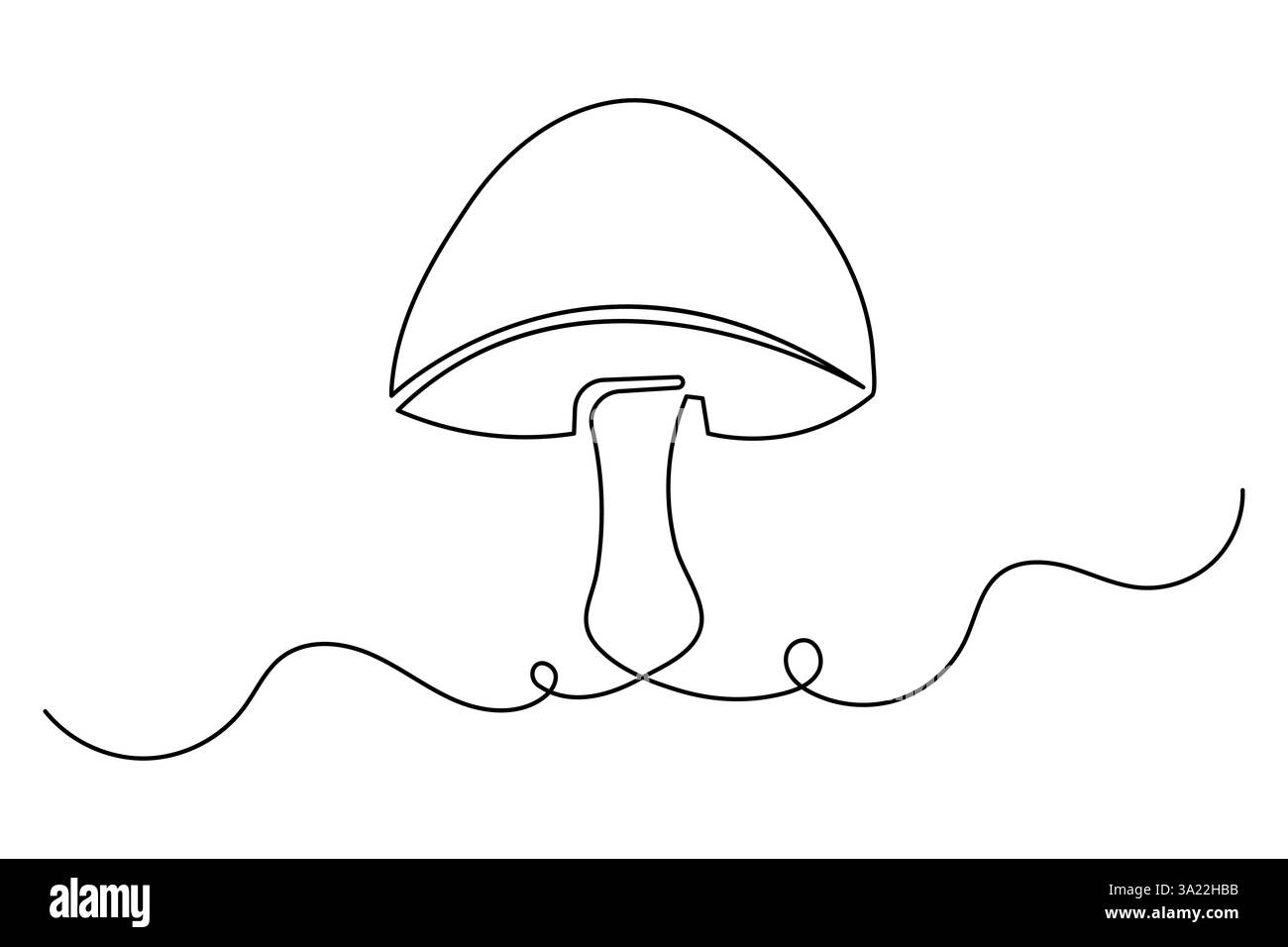 Mushroom continuous single line art and isolated outline vector ...