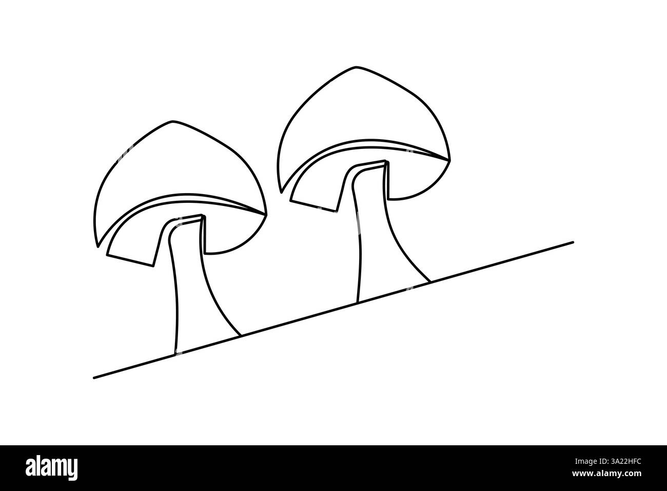 Mushroom continuous single line art and isolated outline vector ...