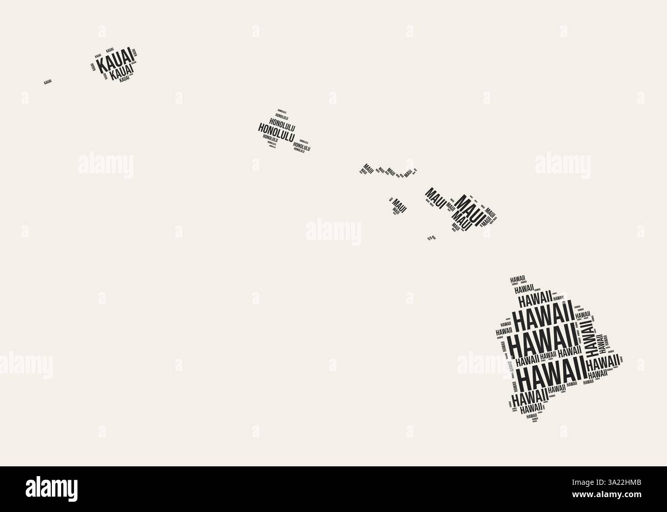 Hawaii Word Cloud. State with counties division. Hawaii typographic ...