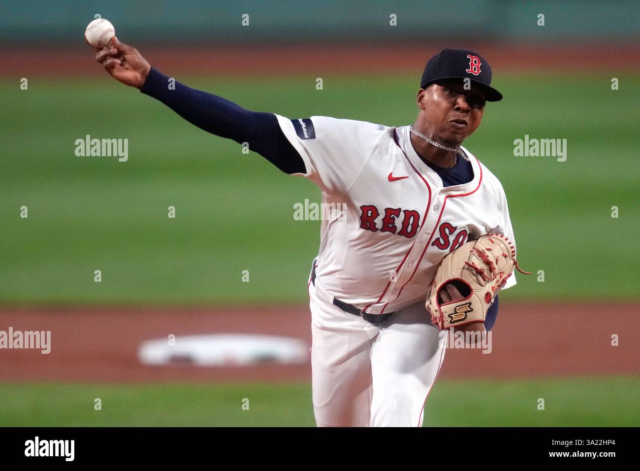 FILE - Boston Red Sox pitcher Brayan Bello delivers during the first ...