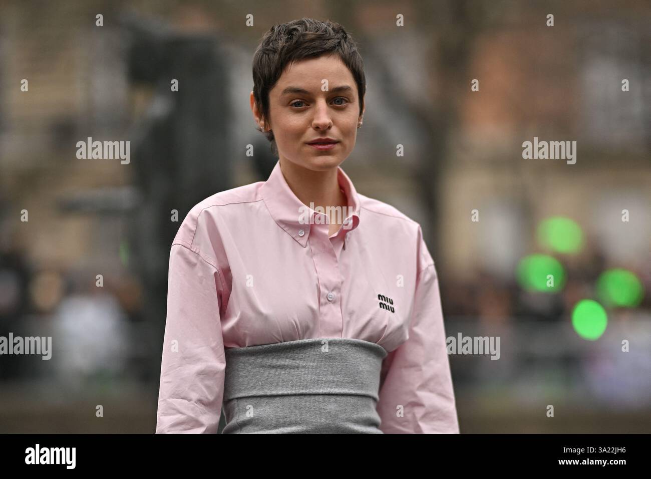 Emma Corrin arriving at Miu Miu show during Paris Fashion Week in Paris ...