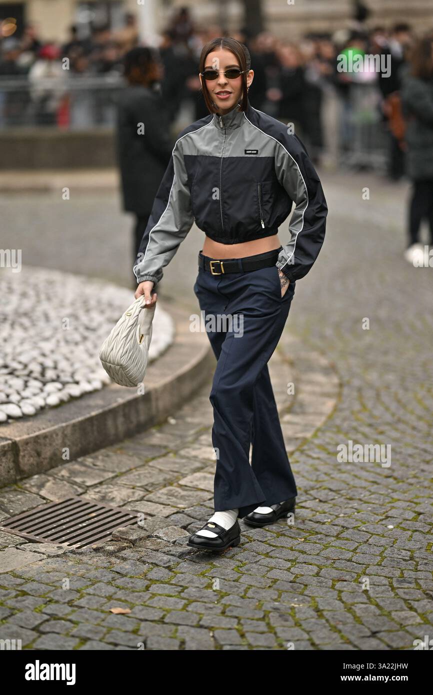 Paris, France. 11th Mar, 2025. Young Miko arriving at Miu Miu show ...