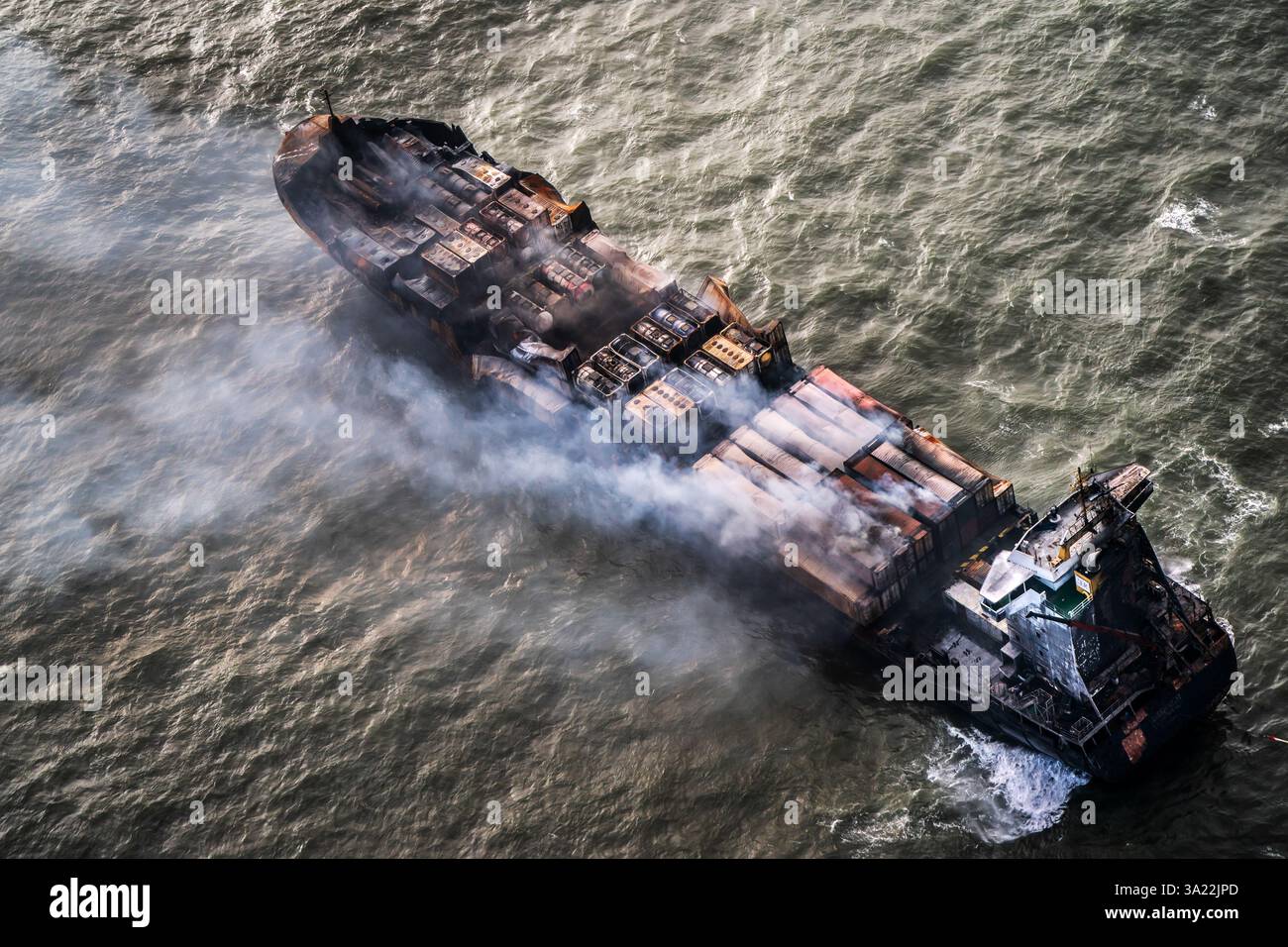 The Solong container ship drifts in the Humber Estuary, off the coast ...