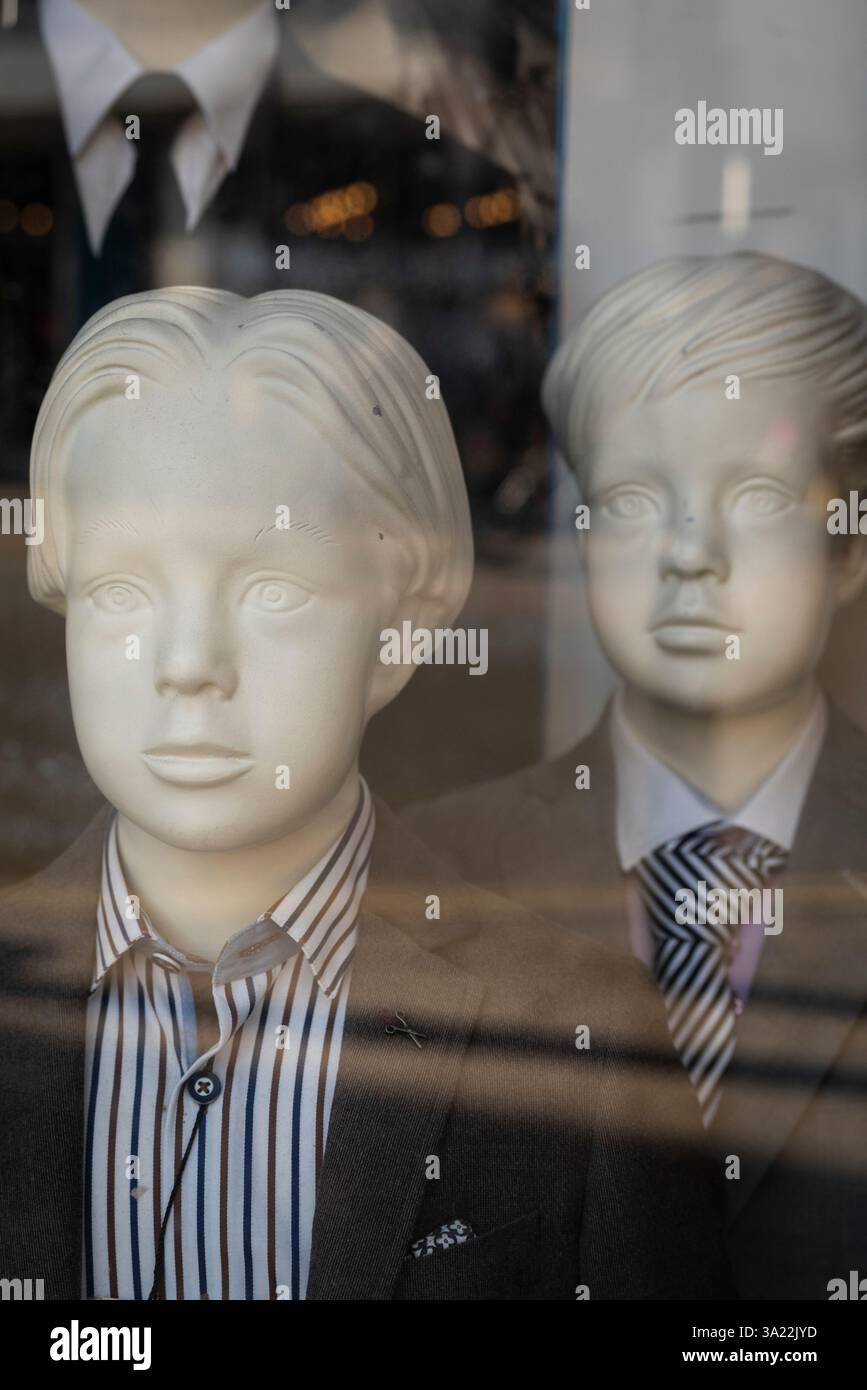 Two boy dummies in a shop window, Peckham, London, England, UK Stock ...