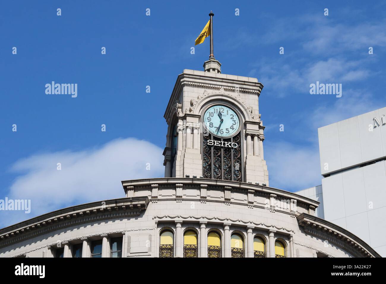TOKYO, JAPAN - March 2, 2025: Seiko House Ginza's clock tower in ...
