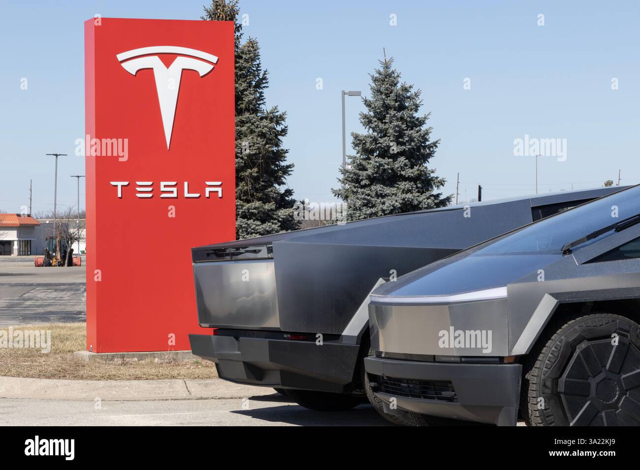Indianapolis - March 9, 2025: Tesla Cybertruck display at a dealership ...
