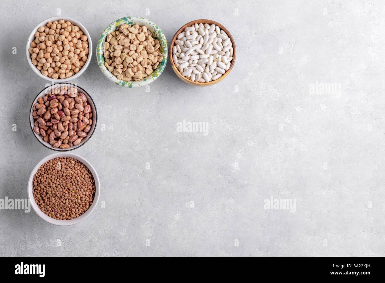 Dry legumes mix, plant-based protein sources Stock Photo - Alamy