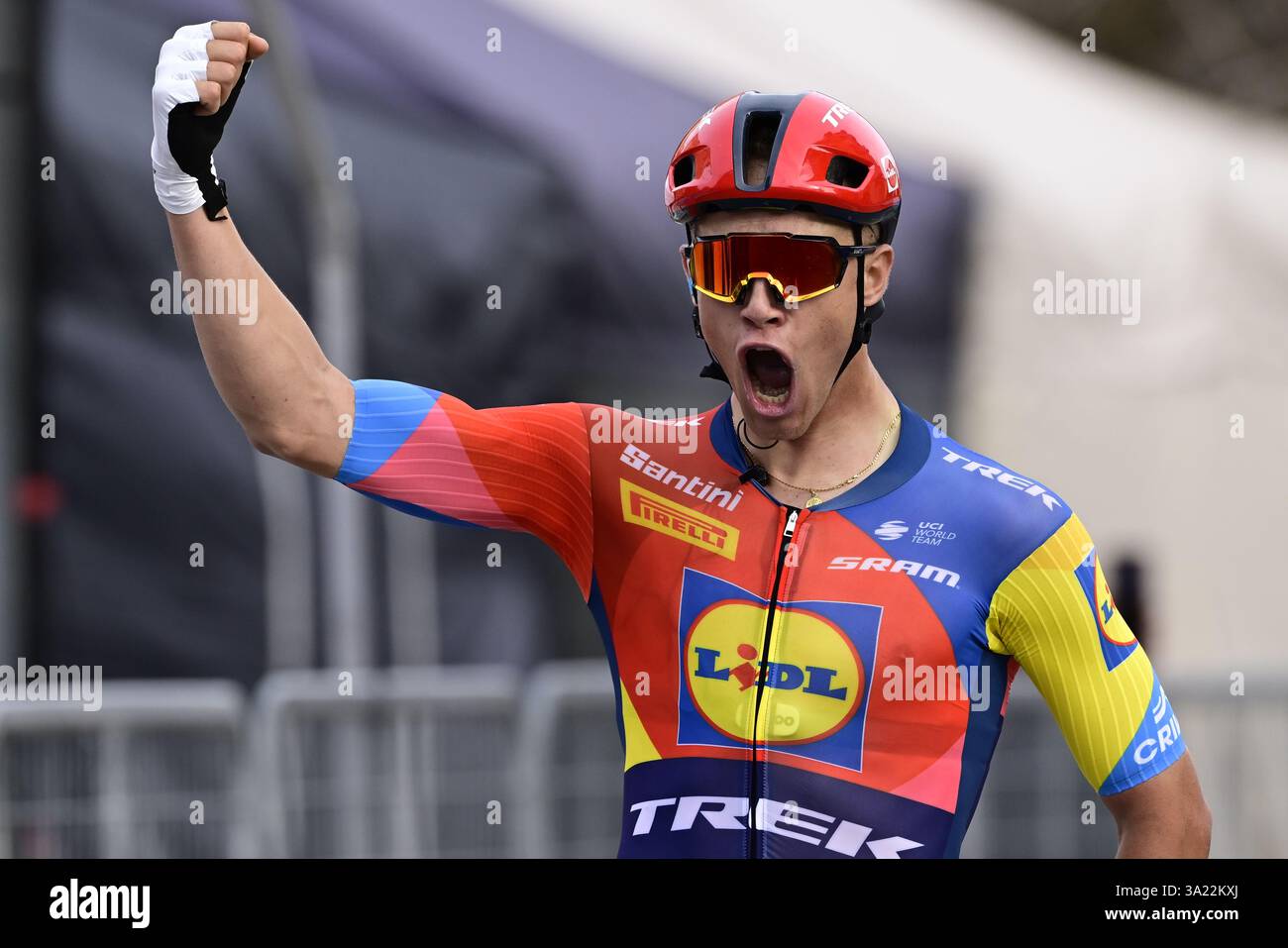 Follonica, Italy. 11th Mar, 2025. Italian Jonathan Milan of Lidl-Trek ...