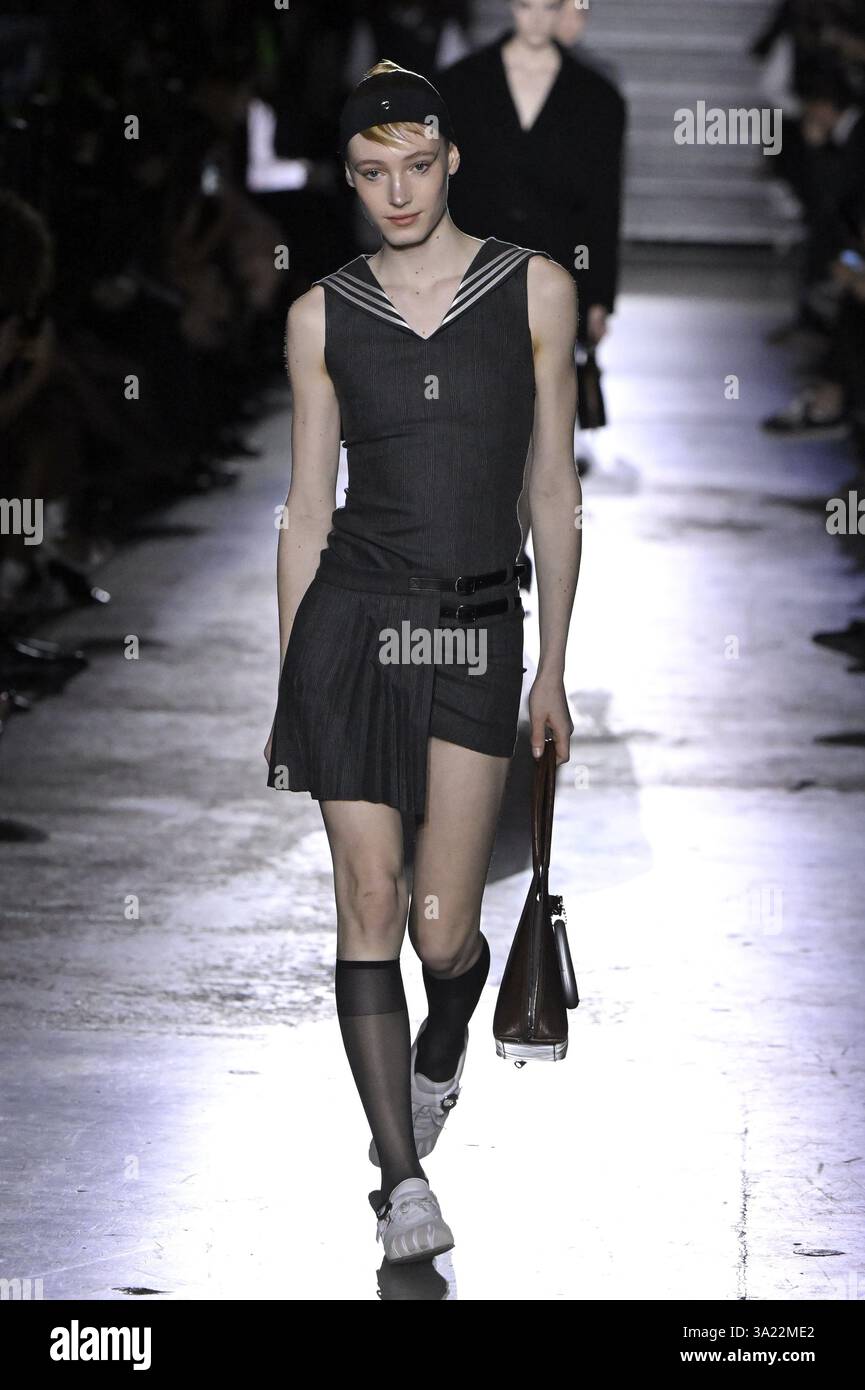Paris, France. 09th Mar, 2025. Model Summer Dirx is seen on the catwalk ...