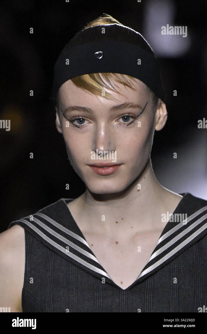 Paris, France. 09th Mar, 2025. Model Summer Dirx is seen on the catwalk ...