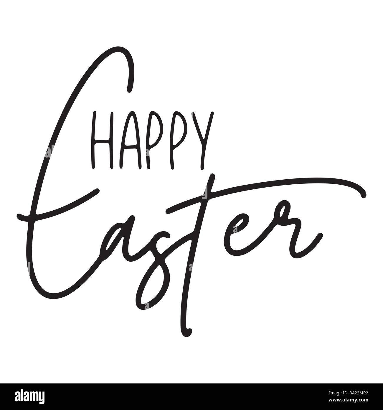 Happy Easter Hand Drawn Lettering. Easter Greetings Simple Brush ...