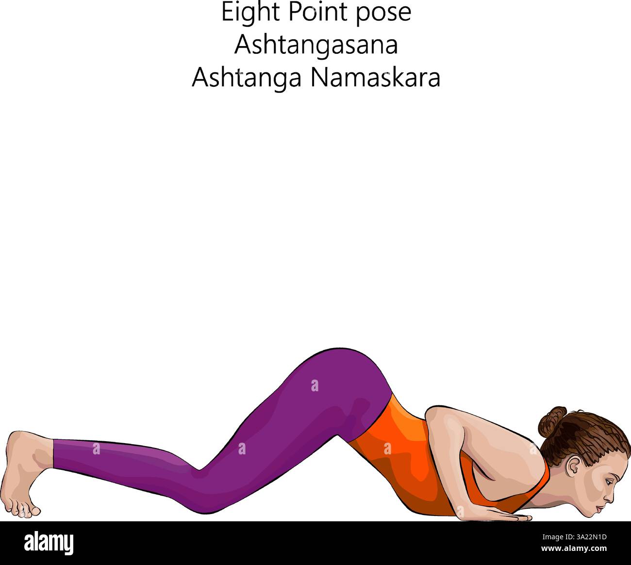 Young woman practicing Ashtangasana yoga pose. Eight Point pose or ...