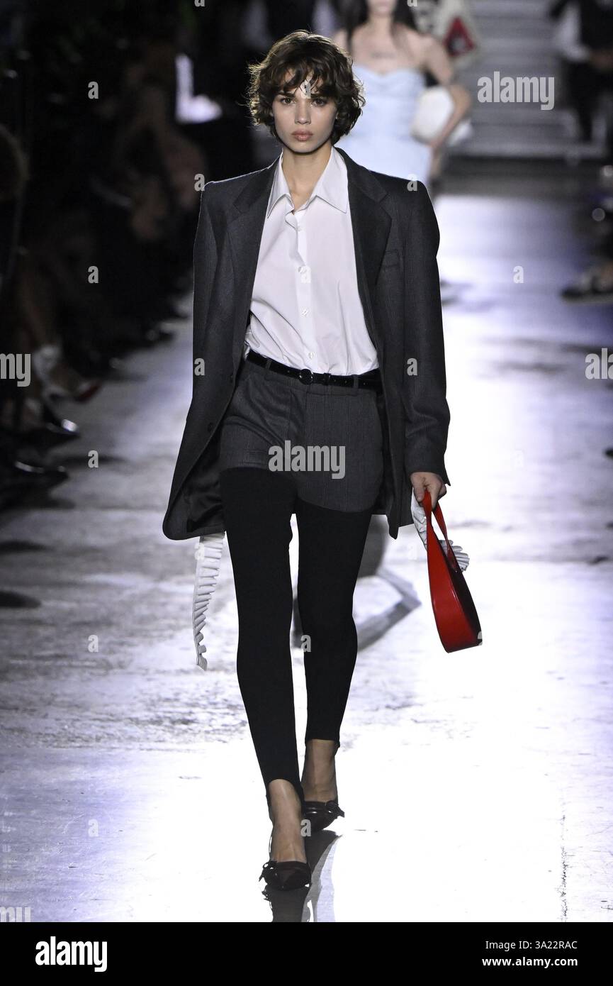 Paris, France. 09th Mar, 2025. Model Mathilda Gvarliani is seen on the ...