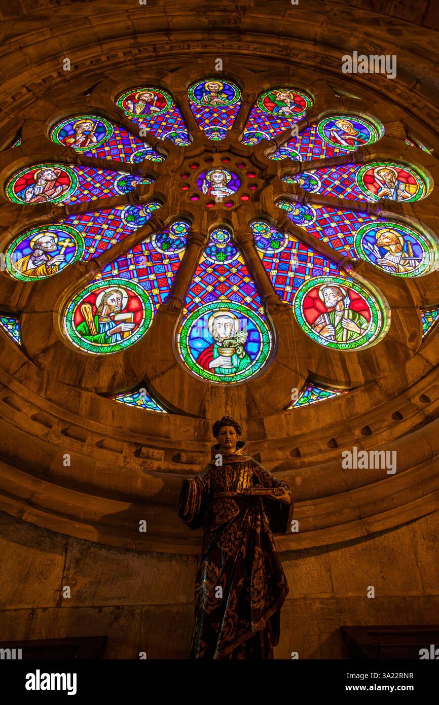 LISBON, PORTUGAL - DEC. 26, 2024: The historical interior rose window ...