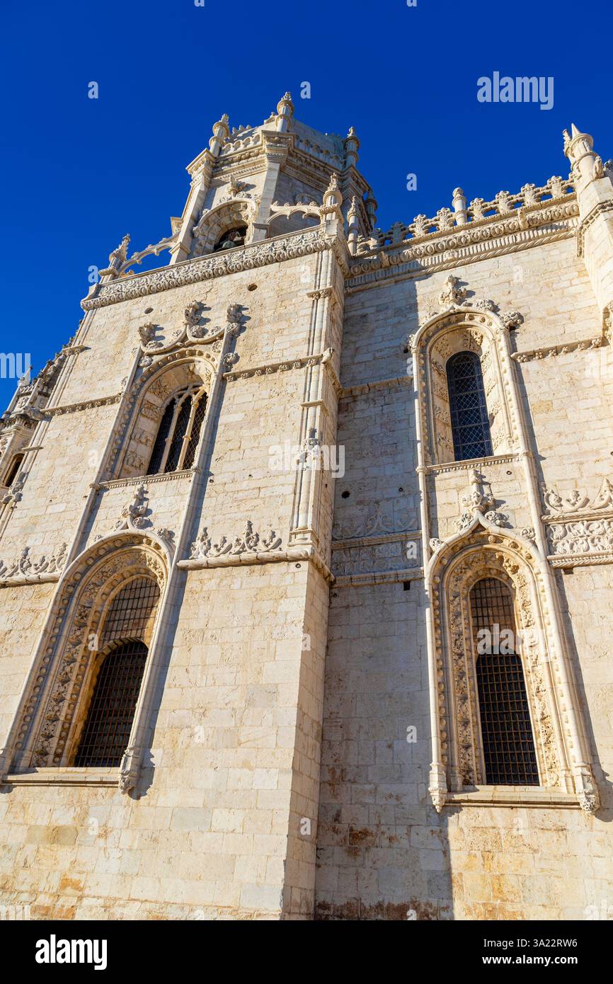 Facade of the Church of Santa Maria de Belem at historic Jerónimos ...