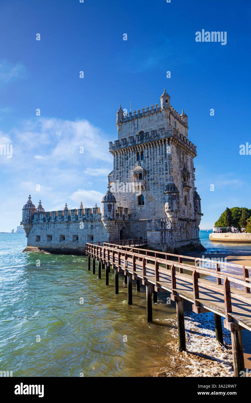Historic 16th-century Belem Tower or Tower of St Vincent, a Lisbon ...