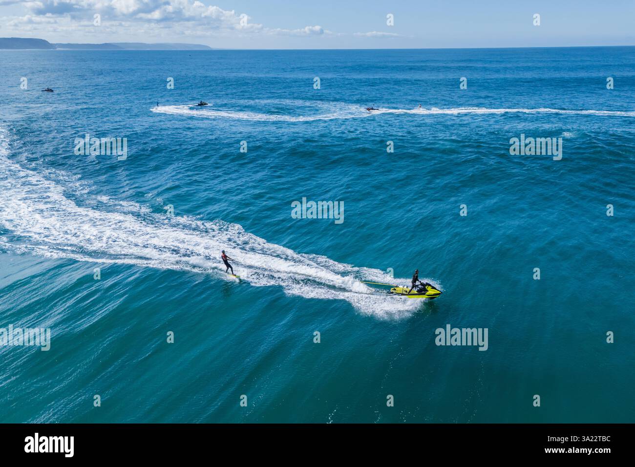 Aerial drone view of Big wave surfing in Praia do Norte (North Beach ...