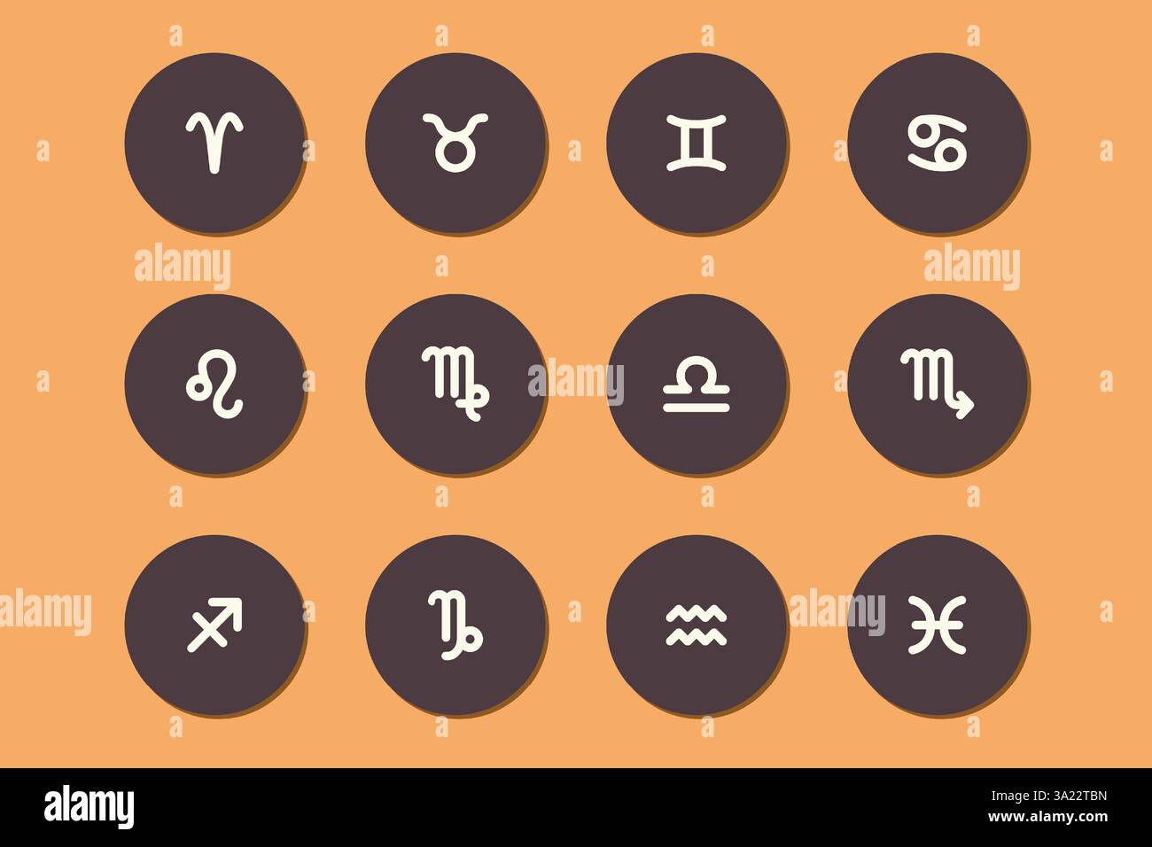 Zodiac horoscope. Twelve astrological icon symbols set. Stylized star ...