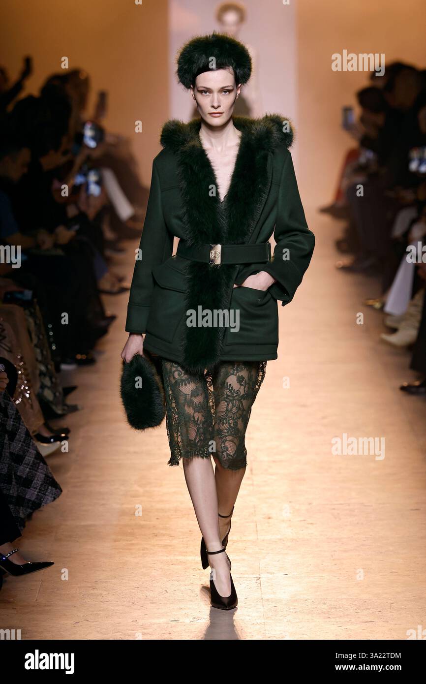 Paris, France. 08th Mar, 2025. Model Jace Higgins is seen on the ...