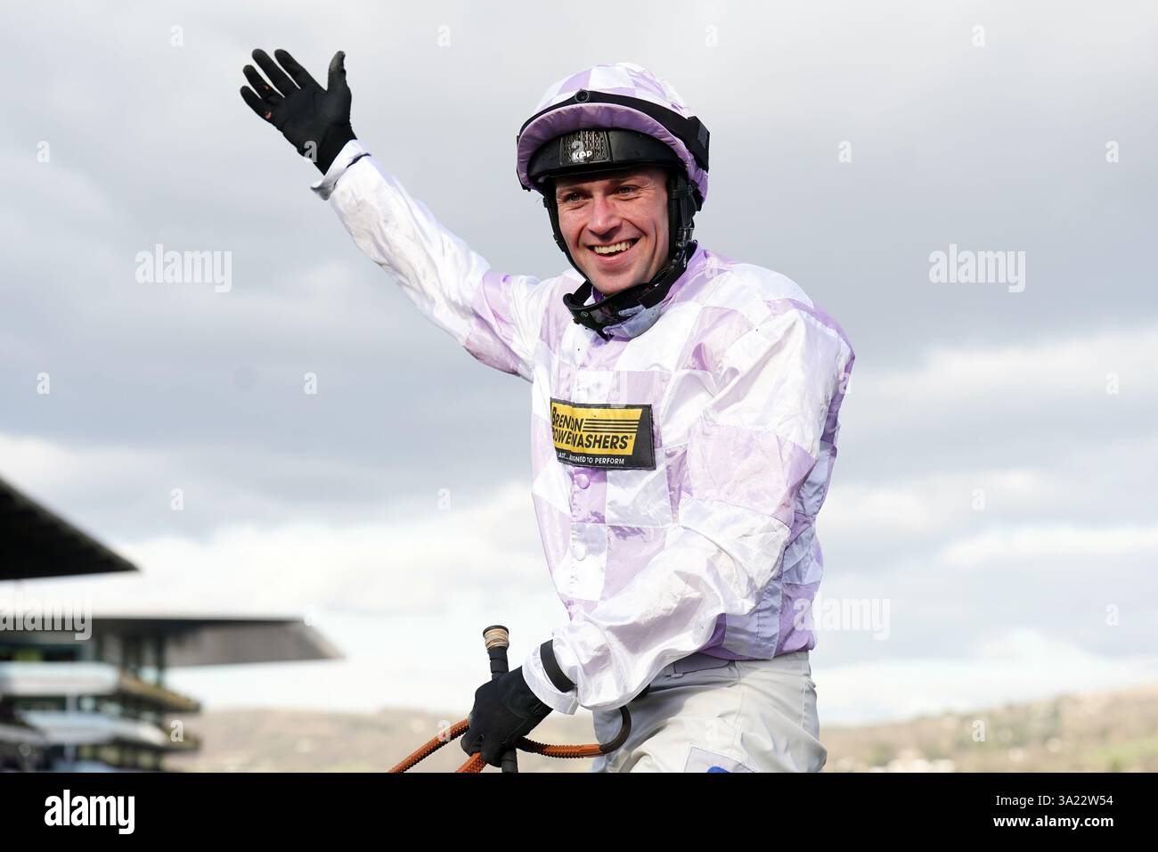 Lorcan Williams aboard Golden Ace after winning the Unibet Champion ...