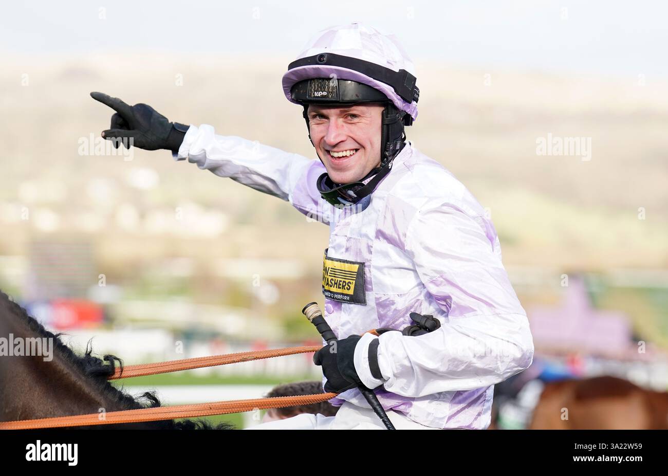 Lorcan Williams aboard Golden Ace after winning the Unibet Champion ...
