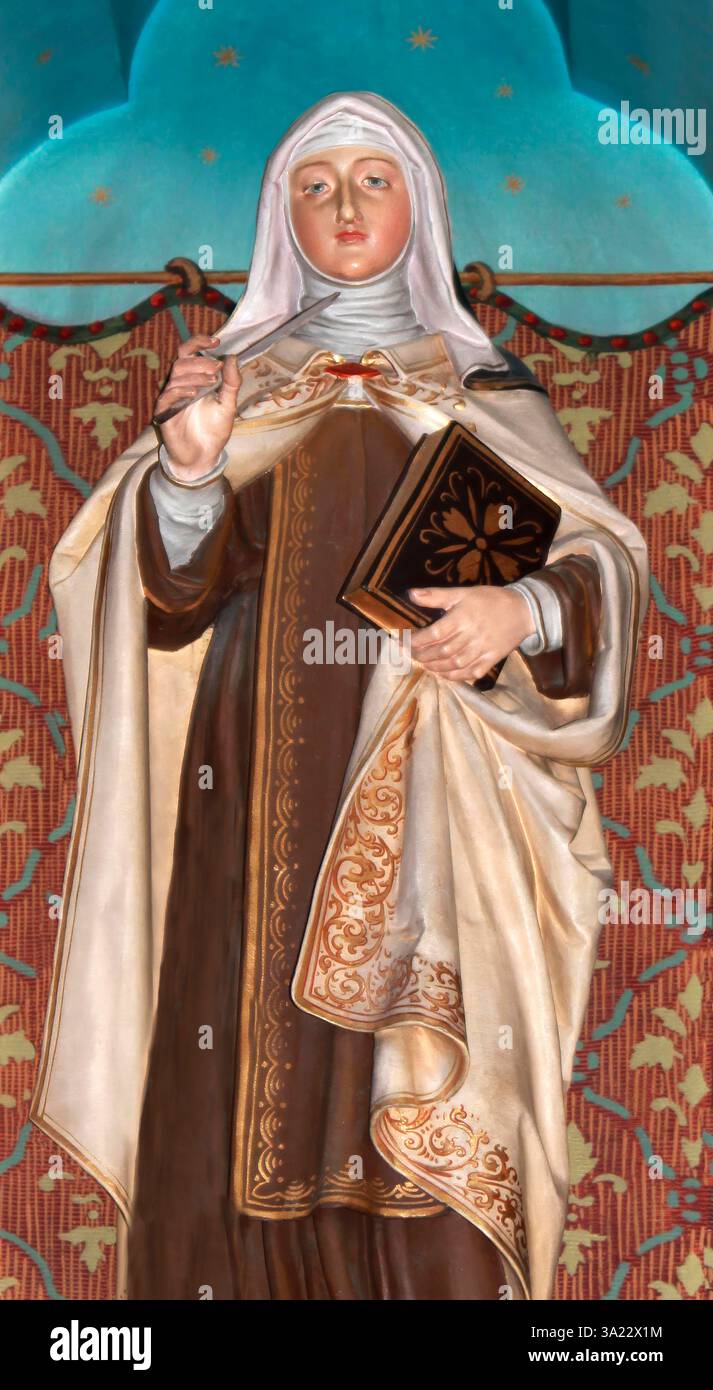 Figure of Hildegard of Bingen, Sibyl of the Rhine, 1098 – 1179, German ...