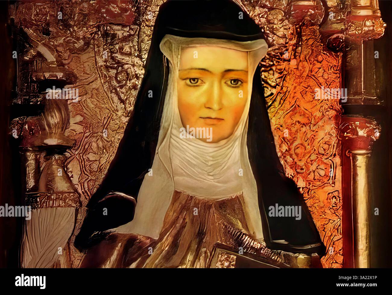 Figure of Hildegard of Bingen, Sibyl of the Rhine, 1098 – 1179, German ...