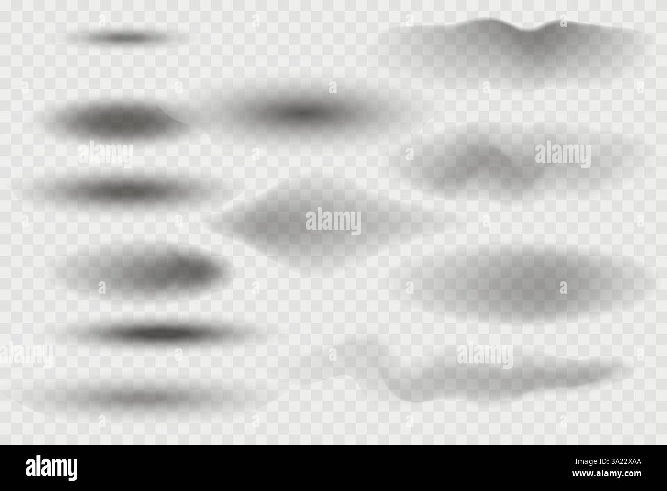 Different realistic round shadow, soft shapes on transparent background ...