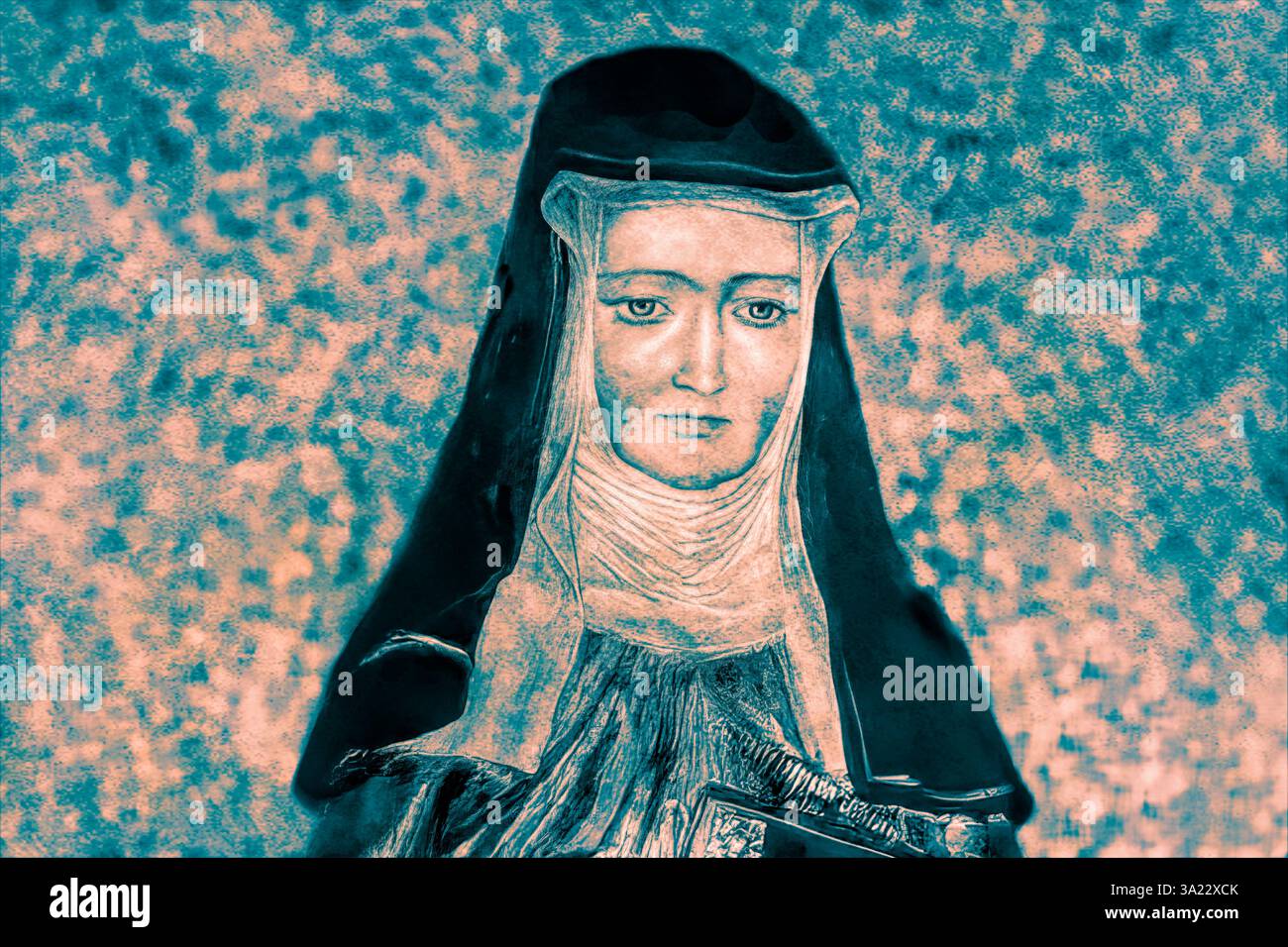 Figure of Hildegard of Bingen, Sibyl of the Rhine, 1098 – 1179, German ...