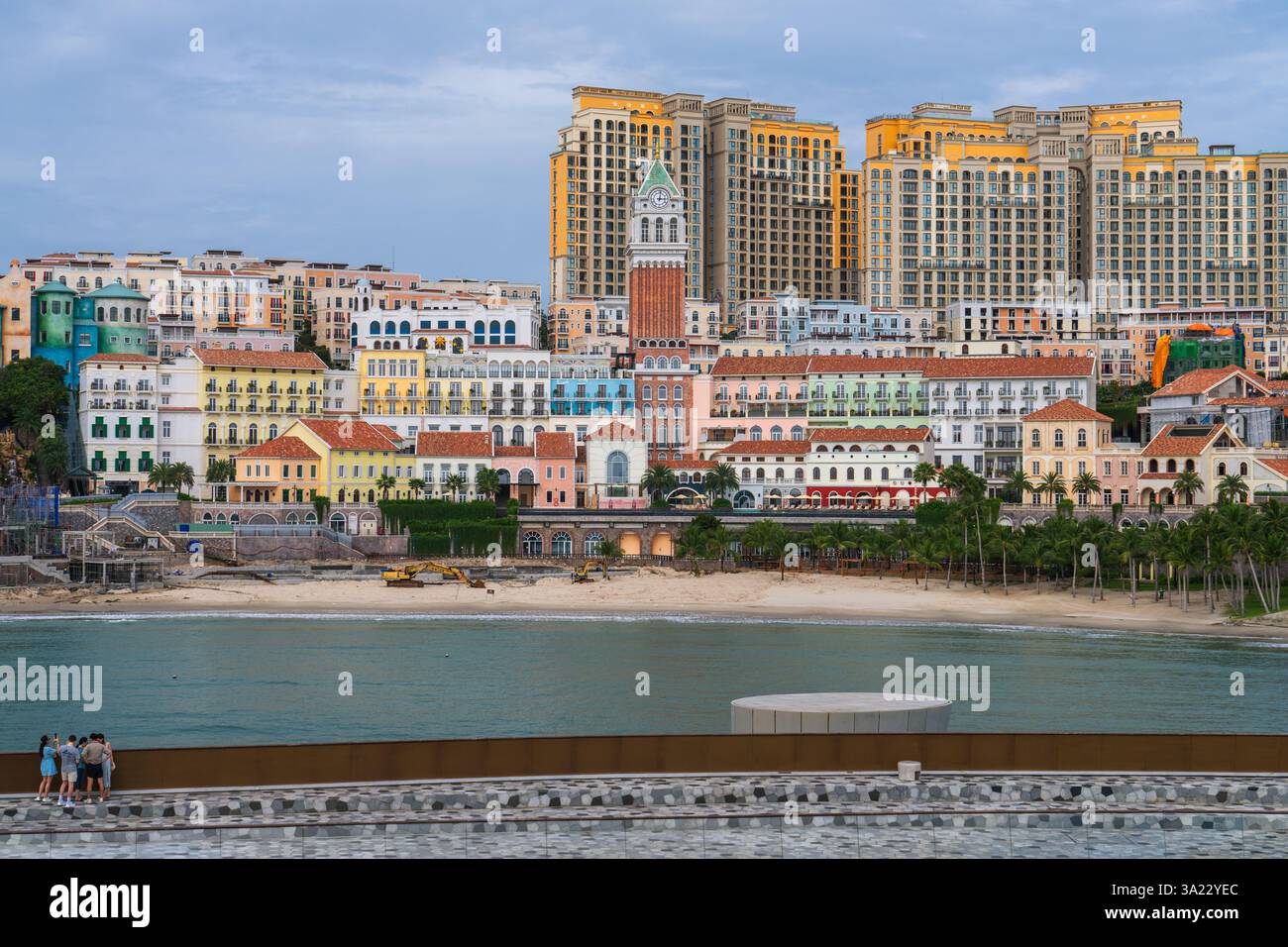 View of Sunset Town waterfront and the famous Kiss Bridge along the ...