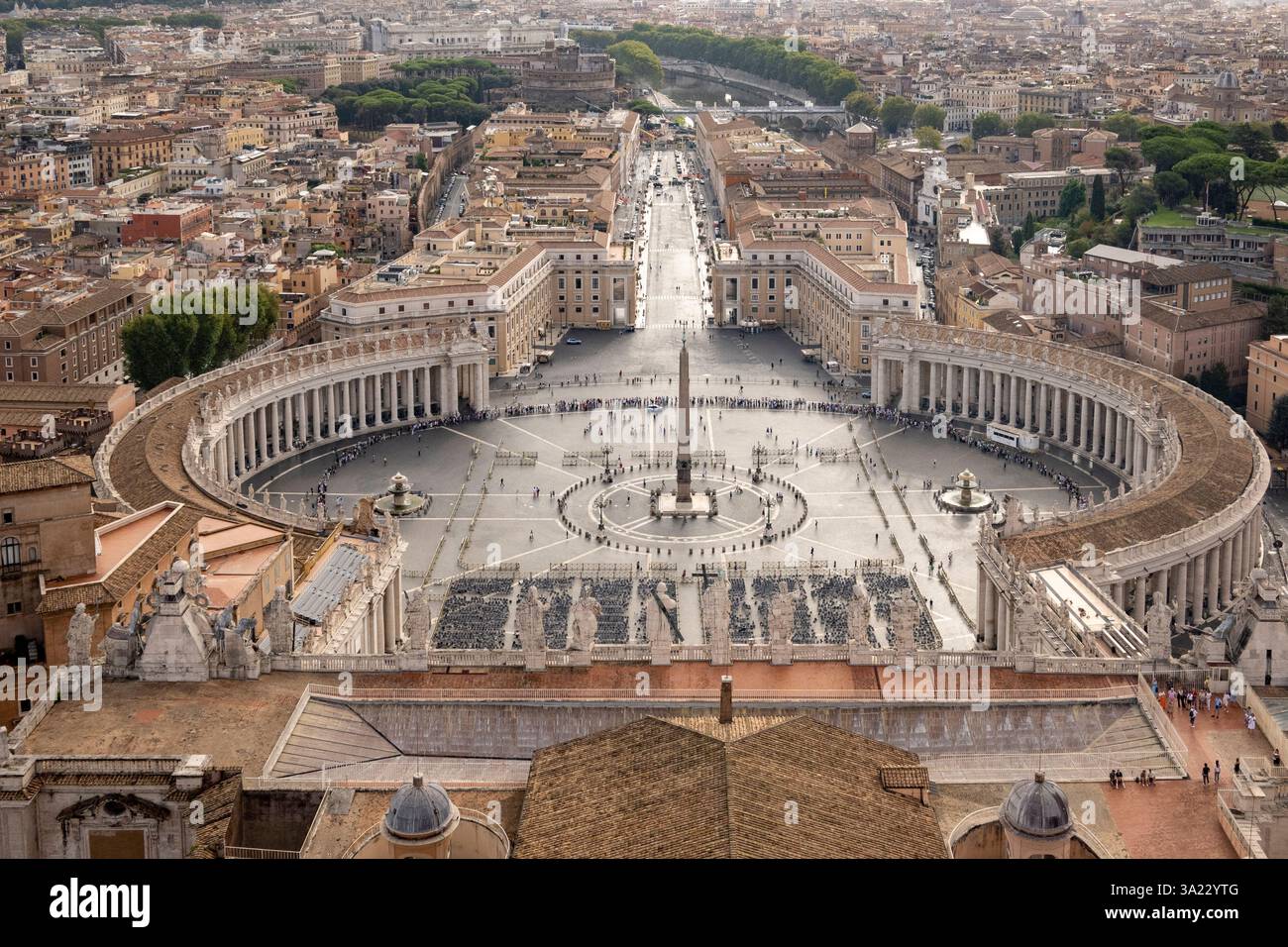 St. Peter's Square viewed from the top of St Peter's Basilica. Rome ...
