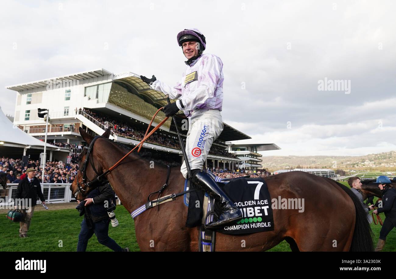 Jockey Lorcan Williams celebrates on Golden Ace after winning the ...