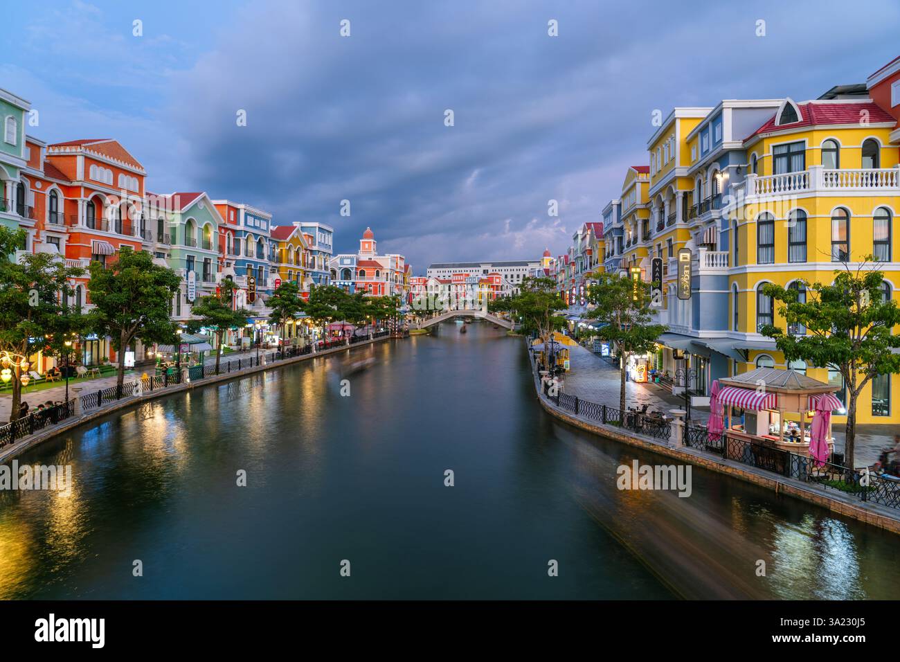 This is an evening view of Grand World Phu Quoc, a famous Italian ...