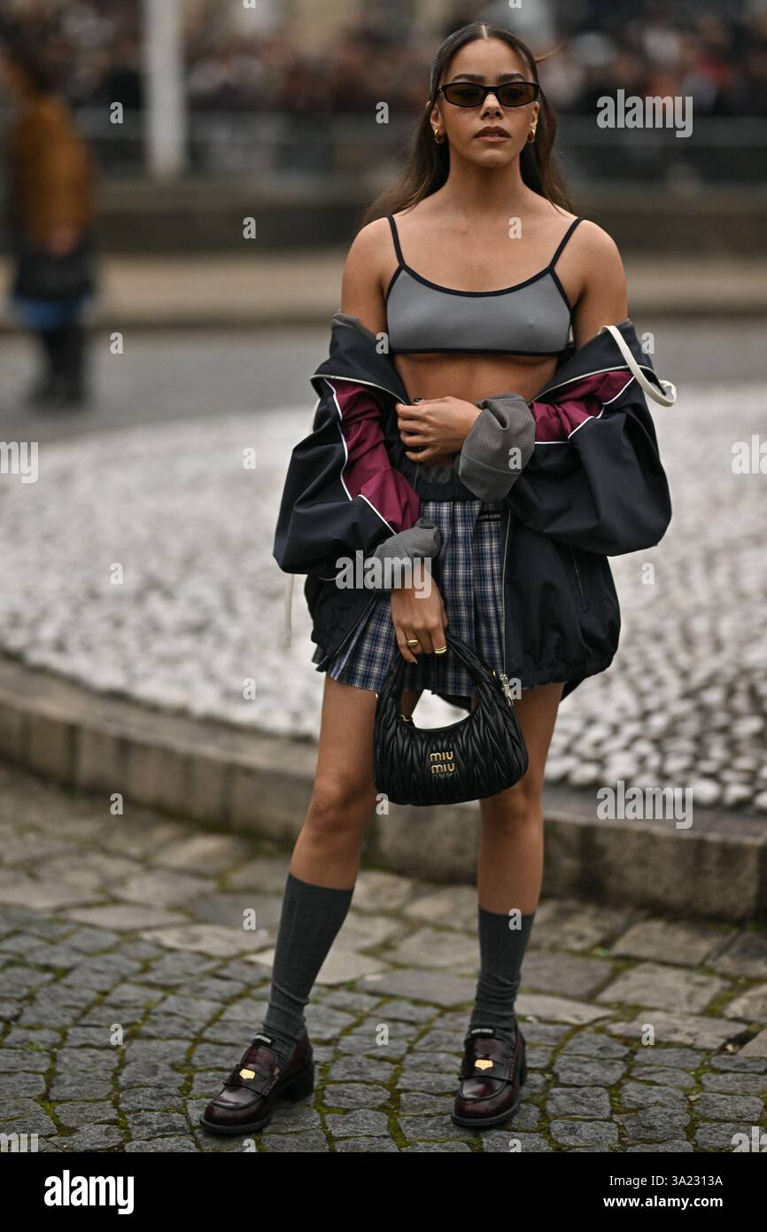 Antonia Gentry arriving at Miu Miu show during Paris Fashion Week in ...