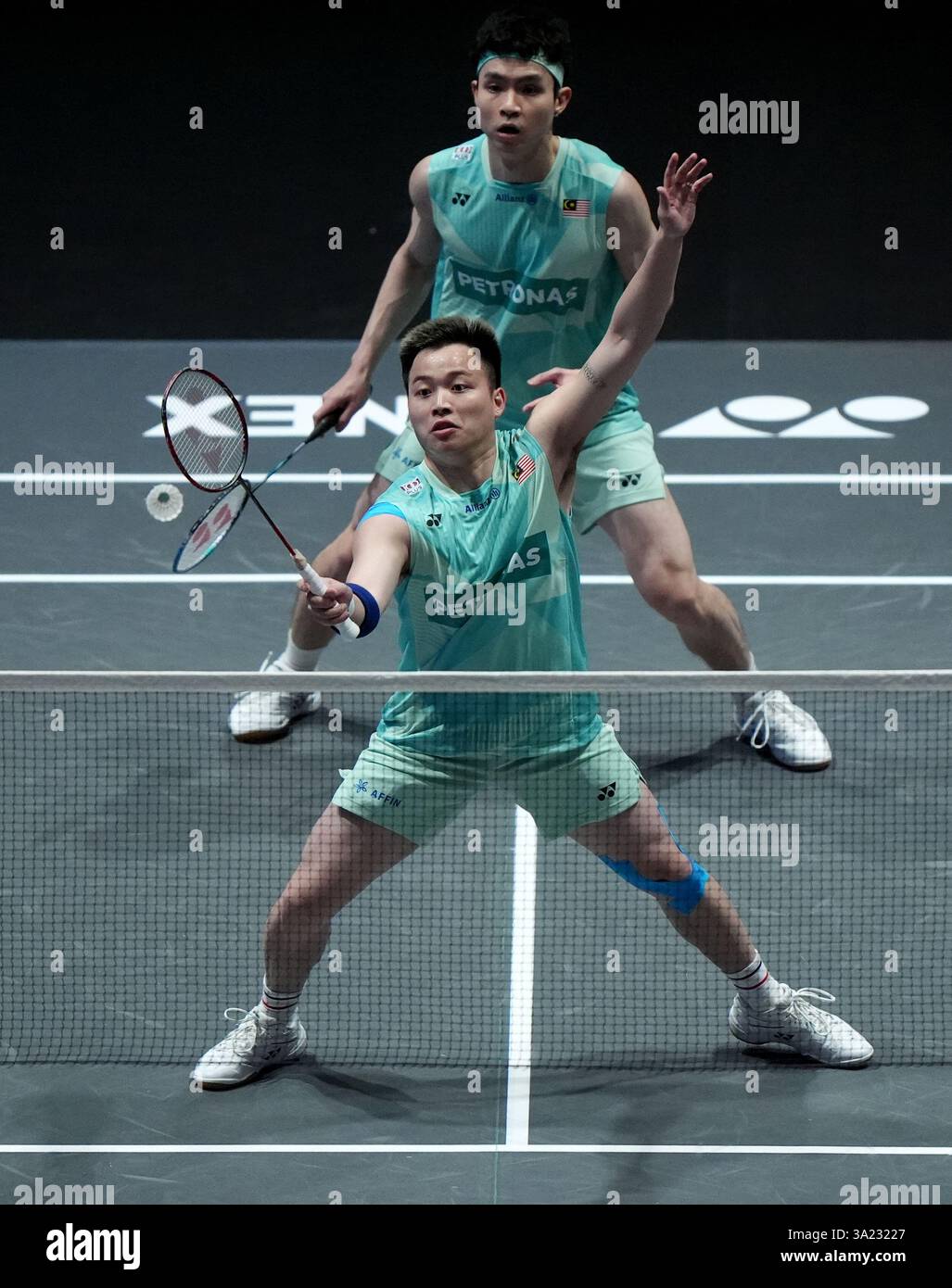 Malaysia's Aaron Chia and Wooi Yik Soh compete against Denmark's Rasmus Kjaer and Frederik ...