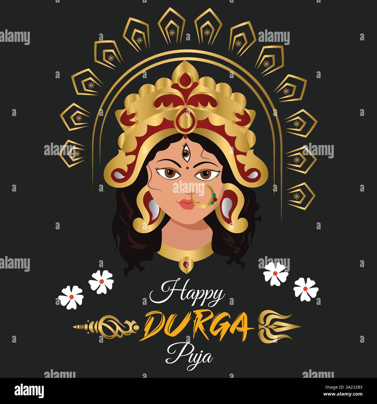 Illustration of Goddess Durga in Happy Durga Puja Subh Navratri Indian ...