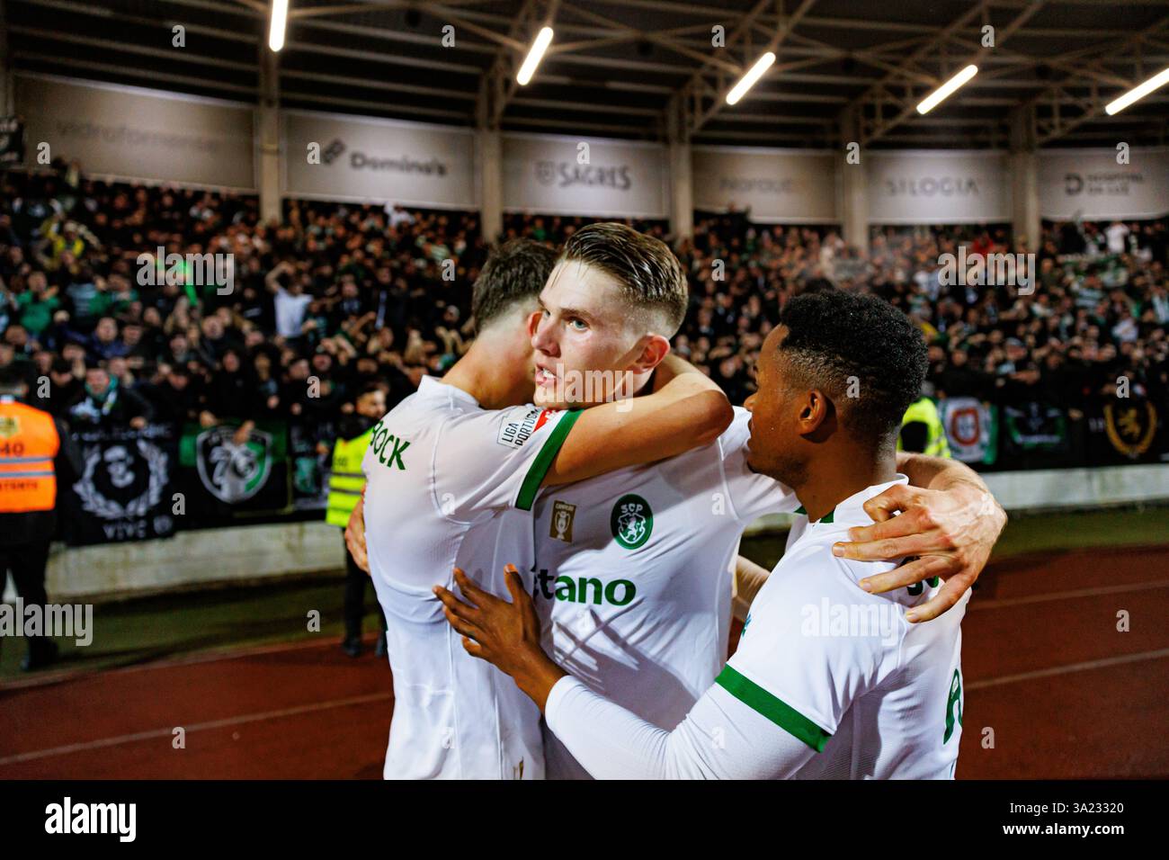 Zeno Debast, Viktor Gyokeres and Geny Catamo seen celebrating after ...