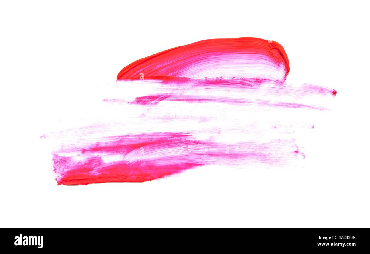 Bright red and pink brushstroke blend on white background creates ...