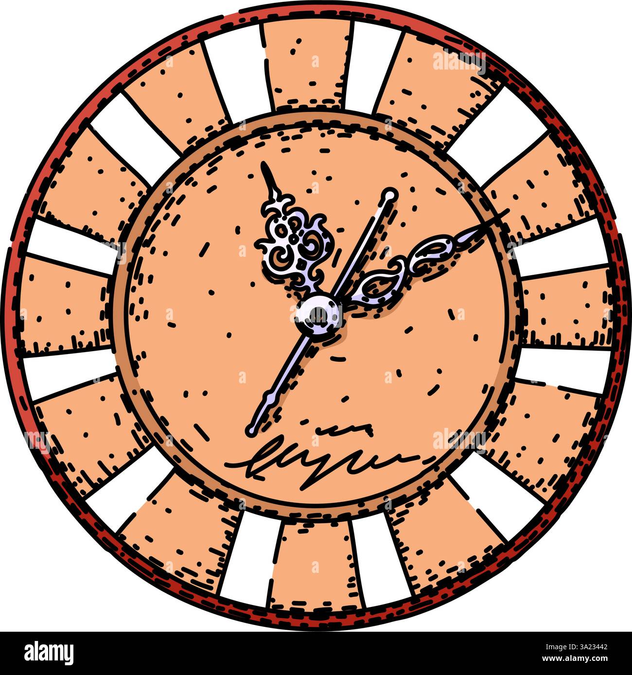 Second Clock Sketch Hand Drawn Vector Stock Vector Image Art Alamy