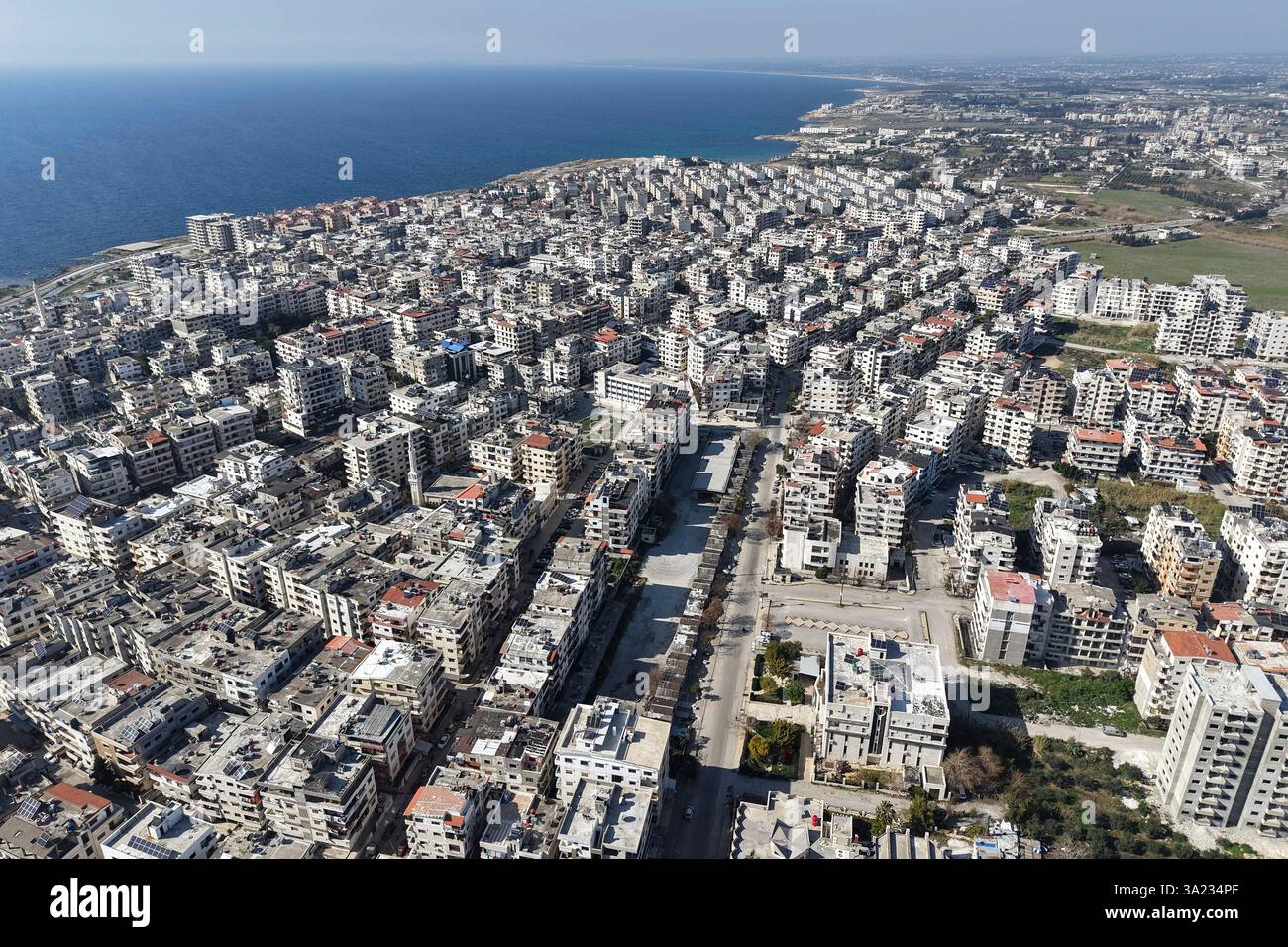 An aerial view of part of the town of Jableh, one of the epicenters of recent violence and ...