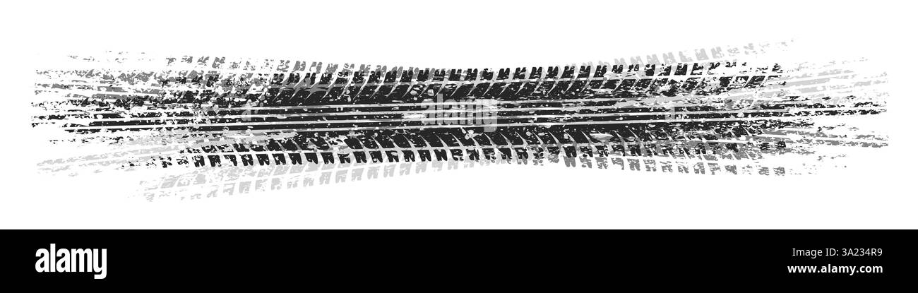 Grunge tire tracks with mud splatters, dirty wheel braking marks. Truck ...