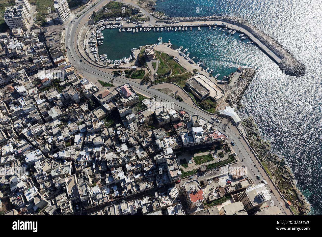 An aerial view of part of the town of Jableh, one of the epicenters of ...