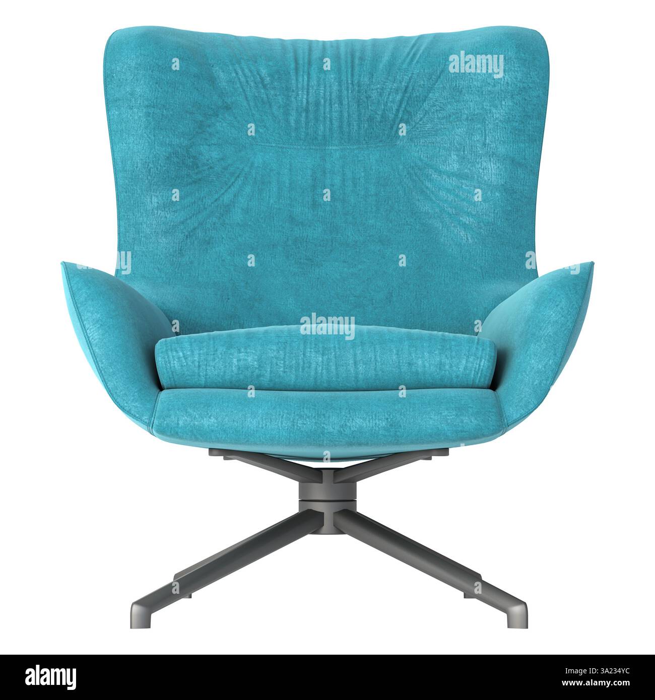 Modern teal armchair with swivel base on transparent background 3d ...