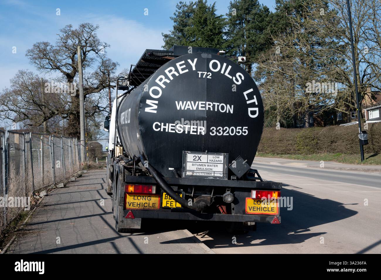 Low Hazard, Bitumen Water Emulsion, plate on a tanker lorry, UK Stock ...