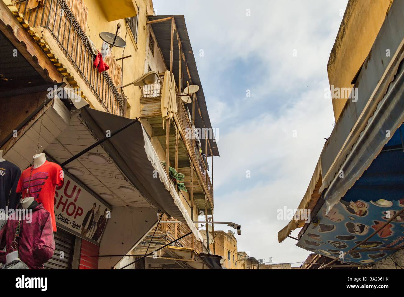 Exterior view of historical buildings in the old medina (Jewish ...