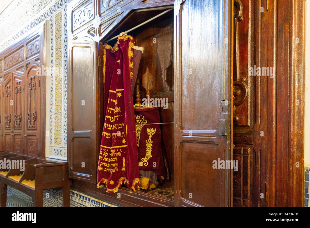Fes, Morocco - Interior of the Jewish Synagogue Ibn Danan in Fes Medina ...