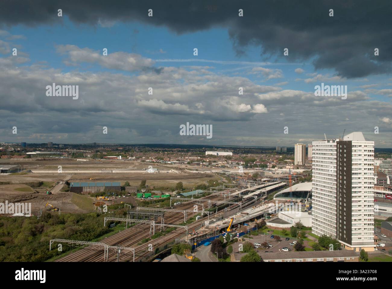 Stratford East London 2000s UK. Aerial view of the Queen Elizabeth ...