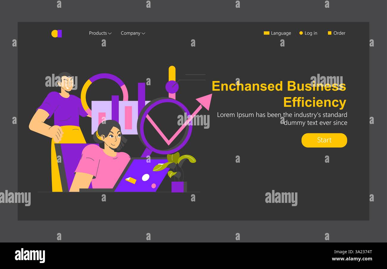 Business process scaling illustration. Focus on enhancing productivity ...