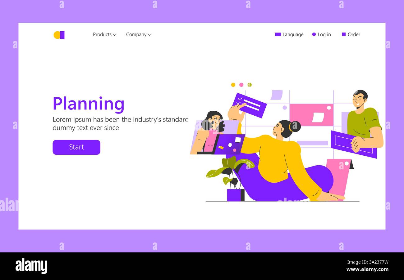 Planning concept. Visualization of a collaborative planning environment with people engaged in ...